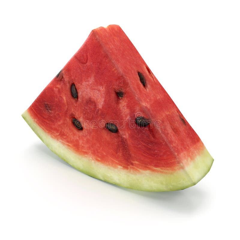 Watermelon Slice Isolated on White Background 3D Illusration Stock ...