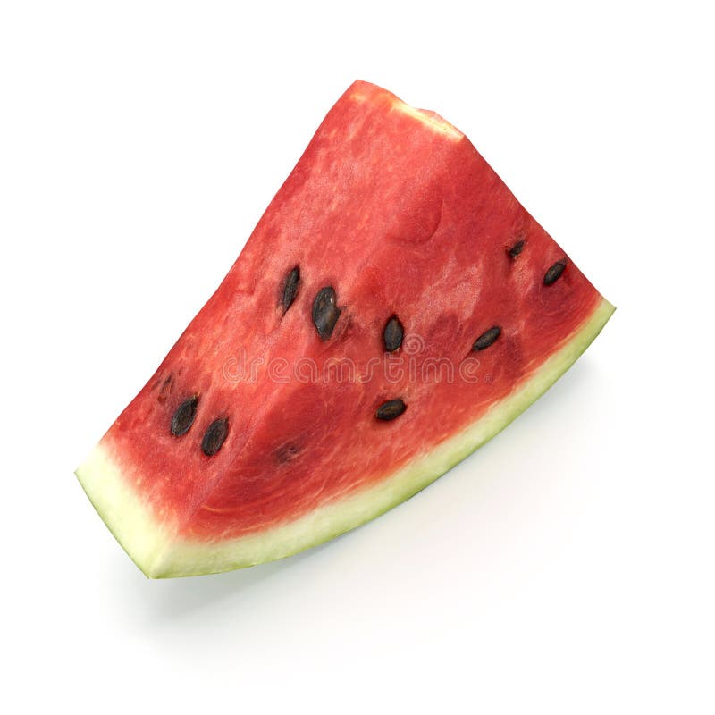 Watermelon Slice Isolated on White Background 3D Illusration Stock ...