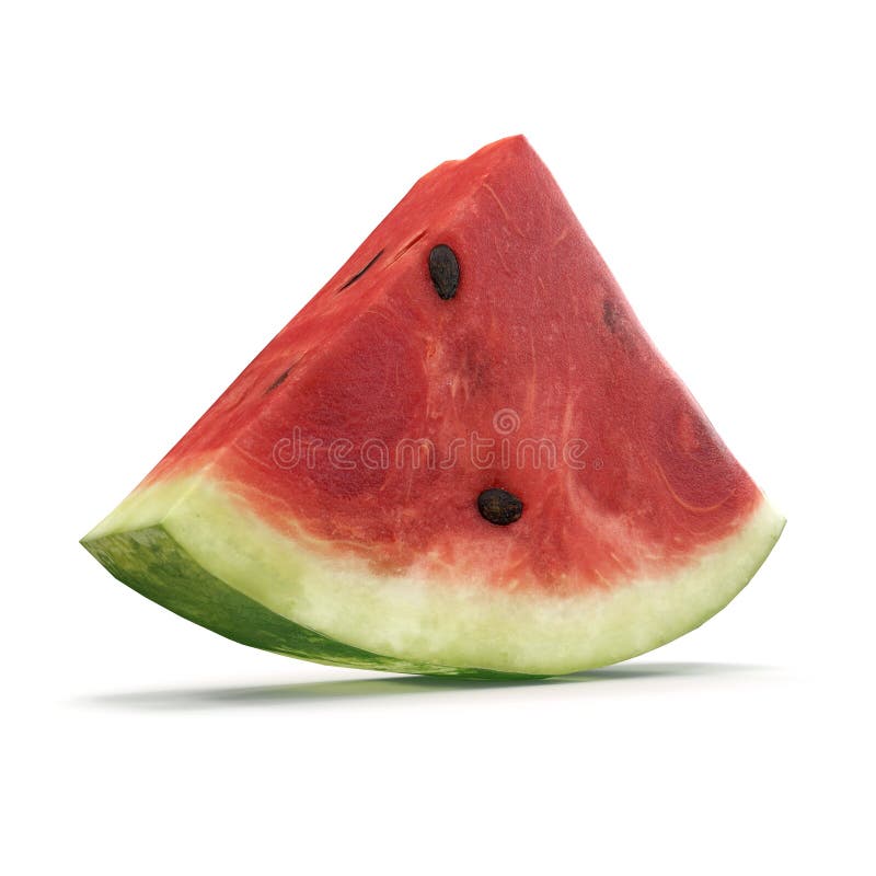 Watermelon Slice Isolated on White Background 3D Illusration Stock ...