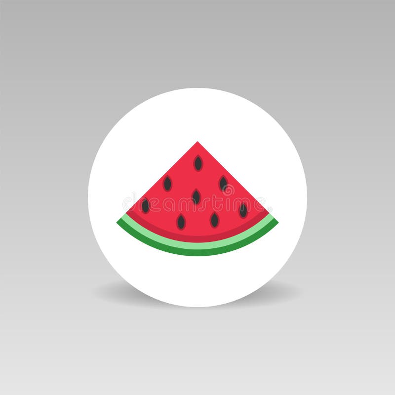 Watermelon Slice Round Vector Icon Flat Design Stock Vector - Illustration of vector, seed ...