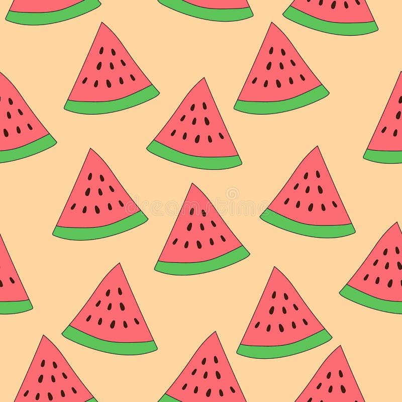 Watermelon Slice Seamless Pattern. Repeated Vector Texture Background ...