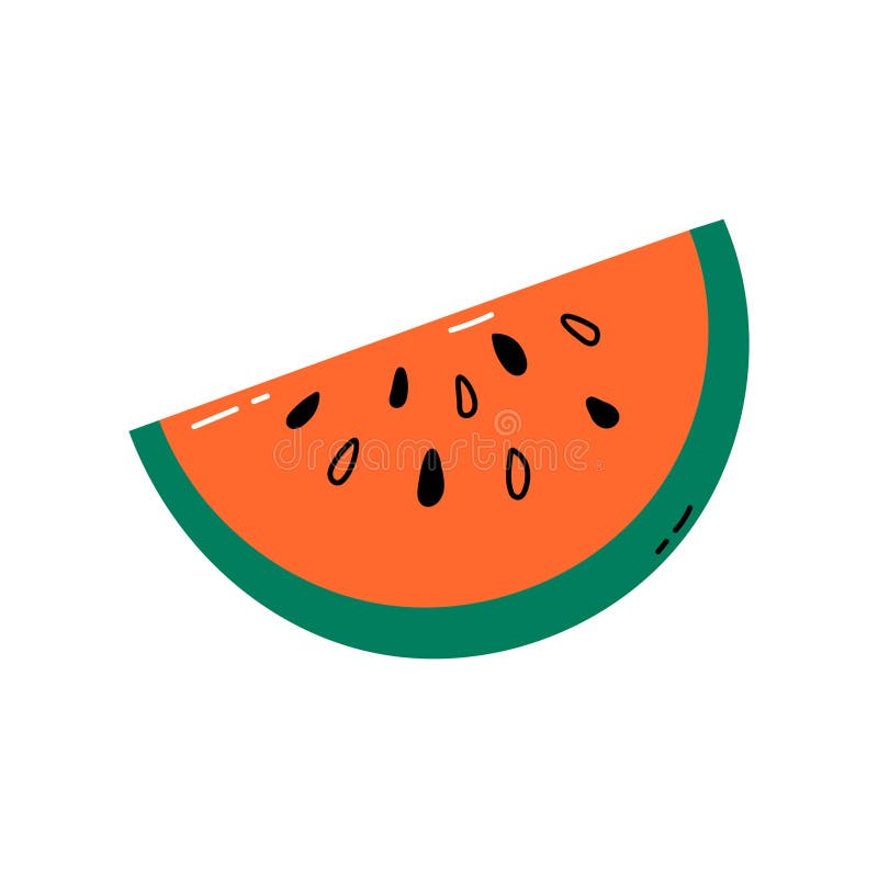 Watermelon Slice with Seeds, Isolated Vector Oject, Element. Simple ...