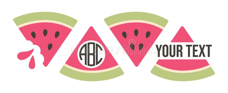 Watermelon Slice Split Frame Round Monogram Template Stock Vector ...