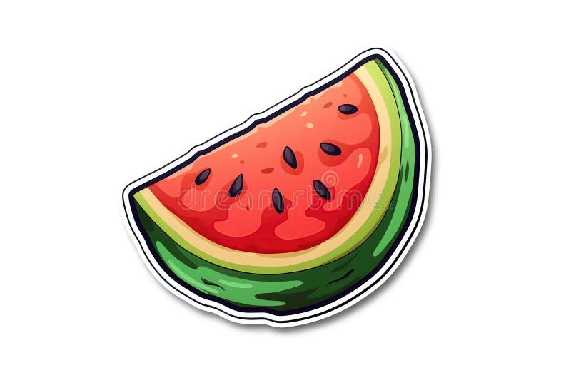 Watermelon Slice Sticker on White Background. Generative AI Stock ...
