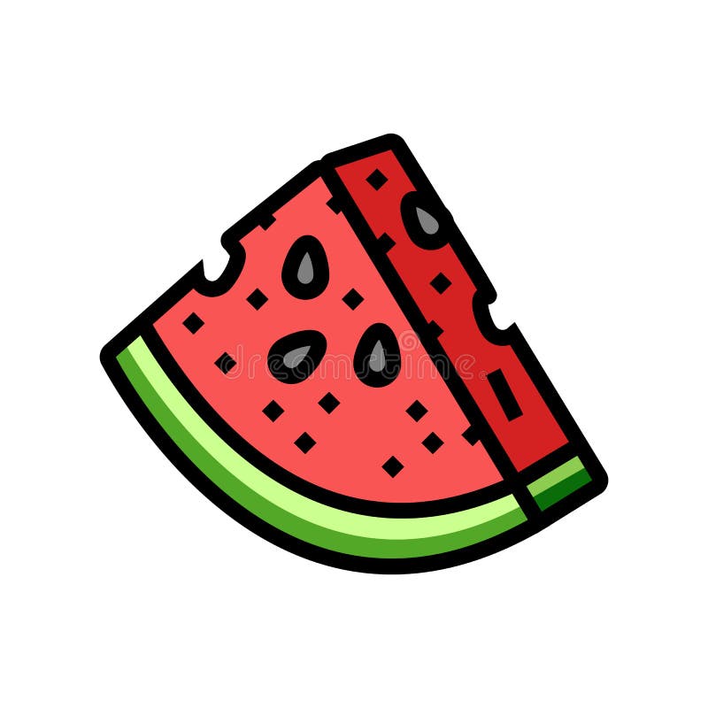 Watermelon Slice Triangular Color Icon Vector Illustration Stock ...