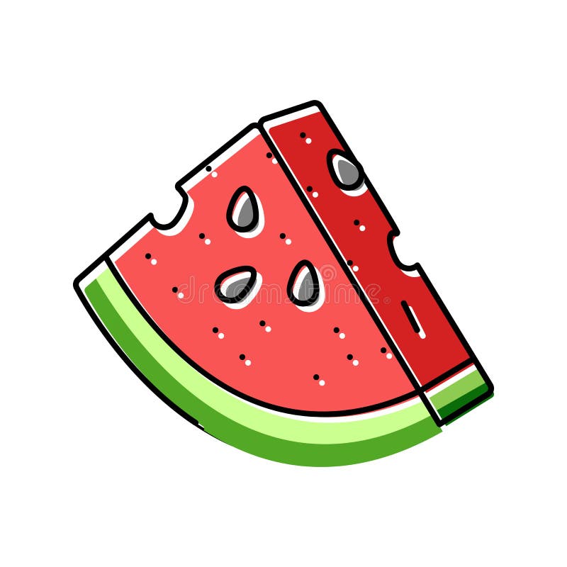 Watermelon Slice Triangular Color Icon Vector Illustration Stock Vector ...
