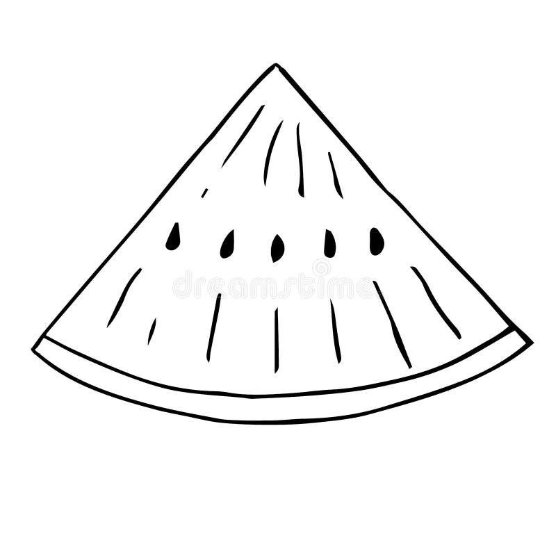 Watermelon Slice, Vector Illustration of Hand Drawing Doodle Stock ...
