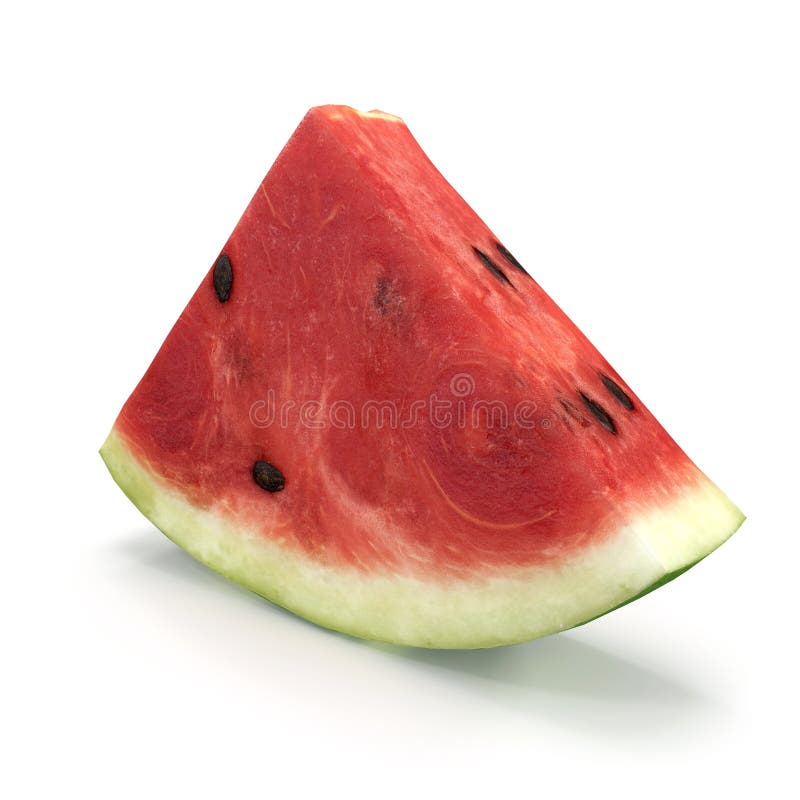 Watermelon Slice Isolated on White Background 3D Illusration Stock ...