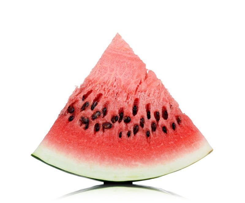 Watermelon Slice on White Background. Stock Image - Image of health ...