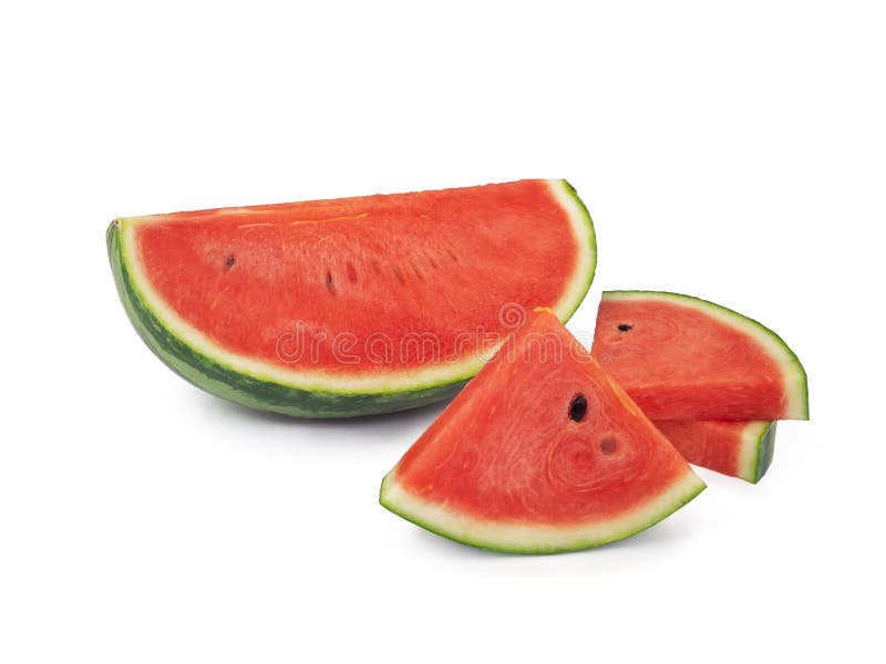 Watermelon Slice on White Background Stock Image - Image of melon ...