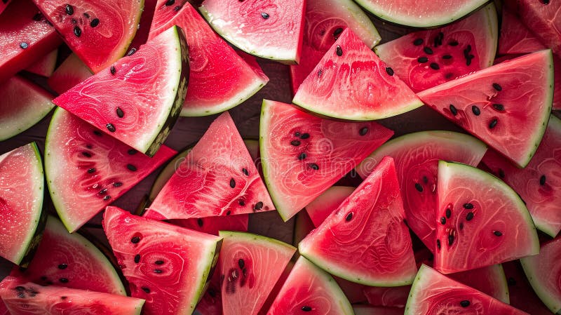 Watermelon Slices Background. Top View of Fresh Watermelon Slices ...
