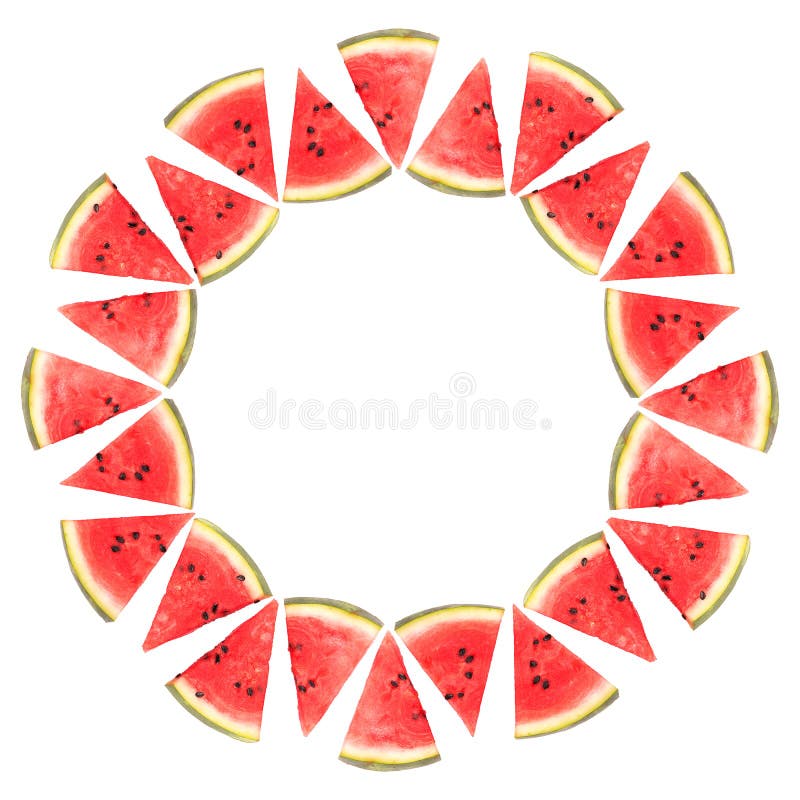 Watermelon Slices in a Circle, Isolated Stock Image - Image of color ...