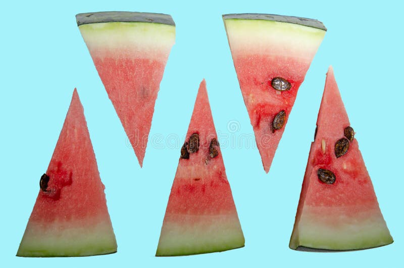 Watermelon Slices Cut into Triangles on Sticks, Watermelon Bones. White ...