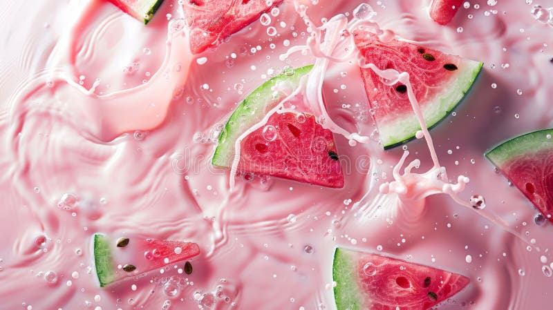 Watermelon Slices Floating in Liquid Stock Image - Image of water ...