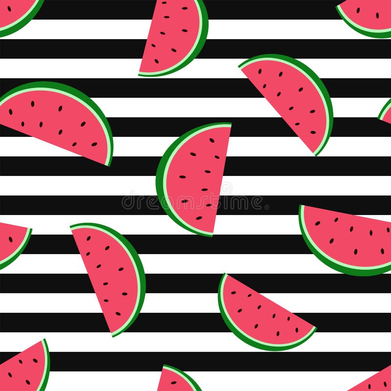 Watermelon Slices Fresh Pattern. Cute Stripe Seamless Background. Stock ...