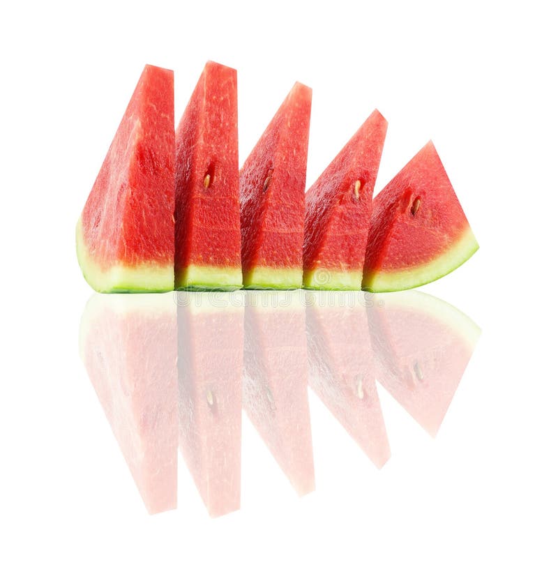 Fresh Watermelon Slices Isolated on White Background. Stock Image ...