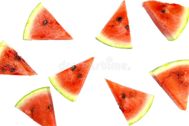 Watermelon Slices Isolated on White Background, Texture Stock Photo ...