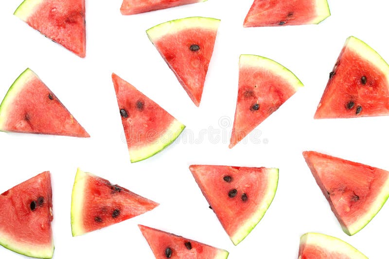 Watermelon Slices Isolated on White Background, Texture Stock Image ...