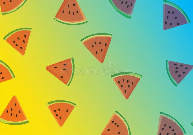 Watermelon Slices Pattern on Gradient Background Stock Illustration ...