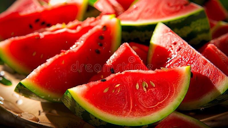 Watermelon Slices on a Plate Stock Photo - Image of platter, plant ...