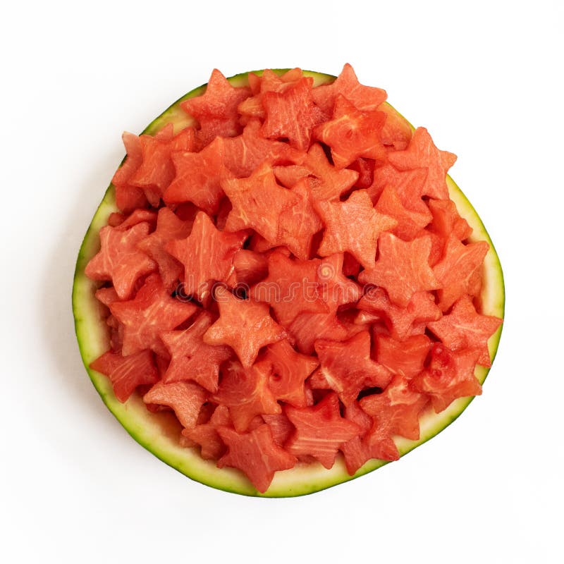 Watermelon Slices in the Shape of a Star in Bowl Isolated on a White ...