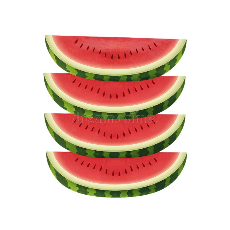 Watermelon Slices Stacked Vertically, Vibrant Red Interior with Visible ...