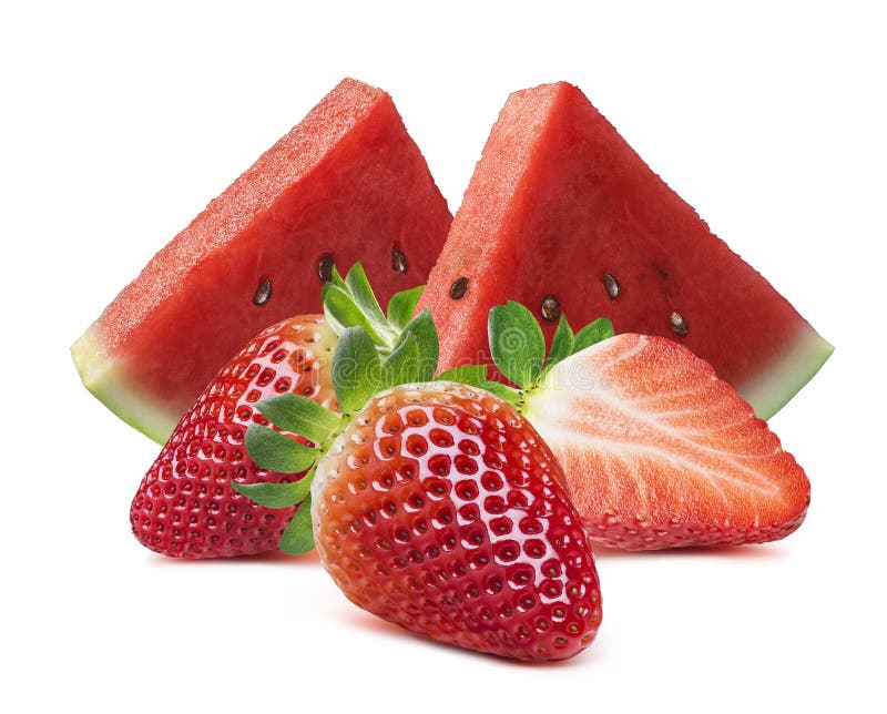 Big Watermelon and Slice on White Background Stock Photo - Image of ...