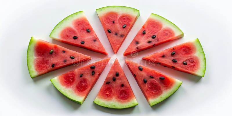 Watermelon Slices a Summery Circle on White Background Stock ...