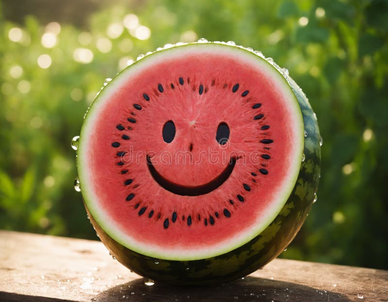 Watermelon and Smile, Fruit, Macro, Portrait. Fresh Watermelon with ...