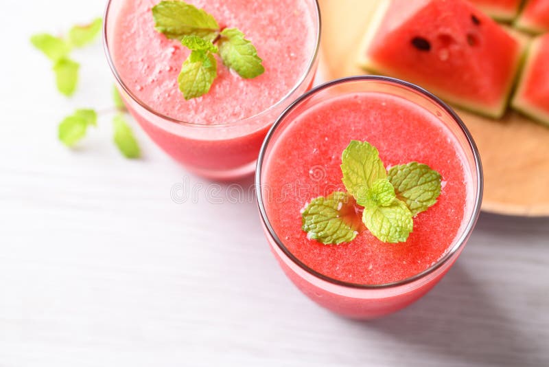 Watermelon Smoothie Juice, Cold Drink in Summer Season Stock Image ...