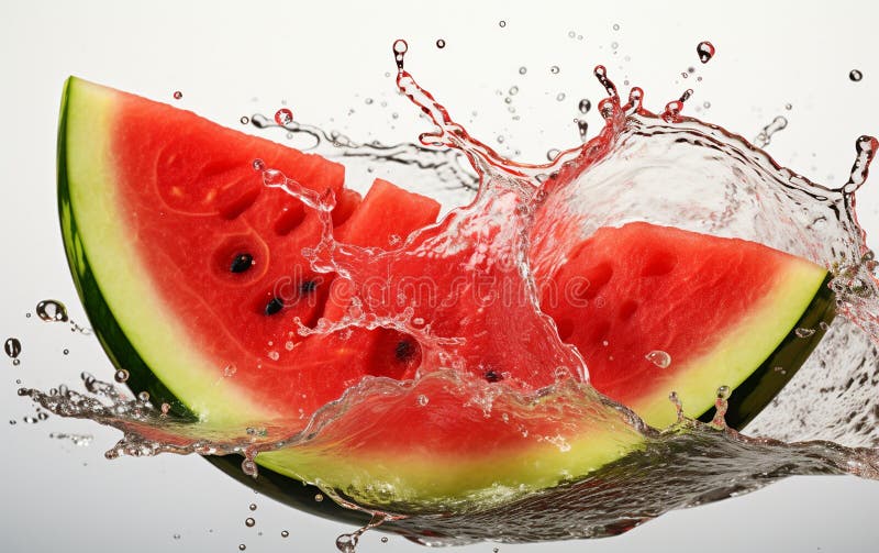 Watermelon Splash on a Transparent Canvas Stock Photo - Image of slice ...