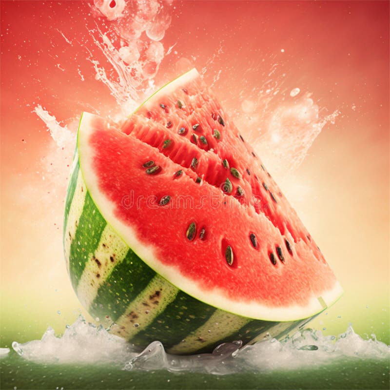 Watermelon with Splash of Water Stock Image - Image of splash ...