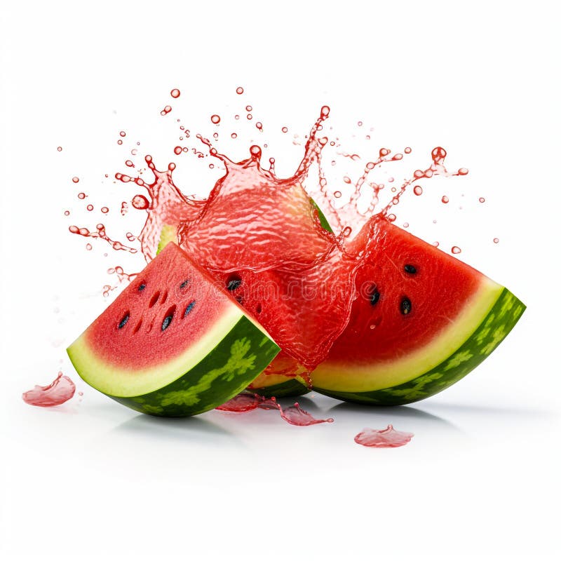 Watermelon Splash in Water on White Background Generative AI Stock ...