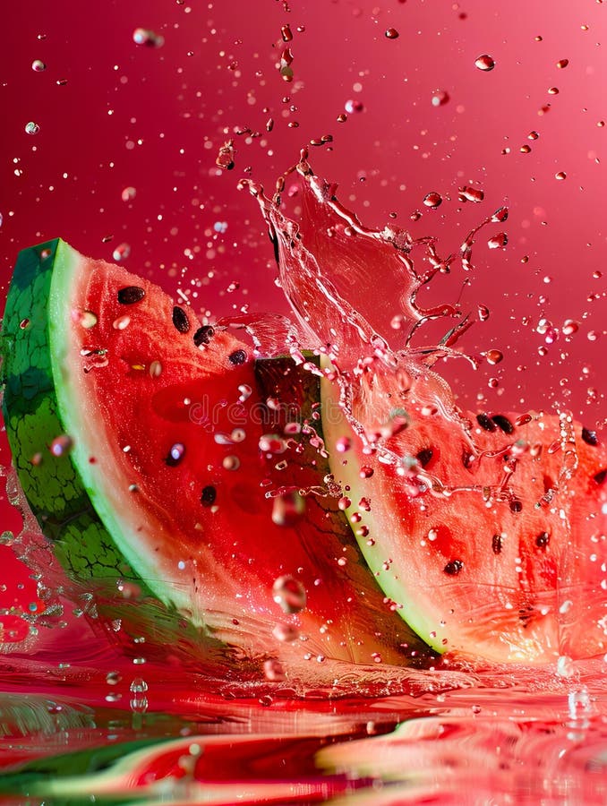Watermelon Splashing in the Water Stock Photo - Image of bubble, melon ...
