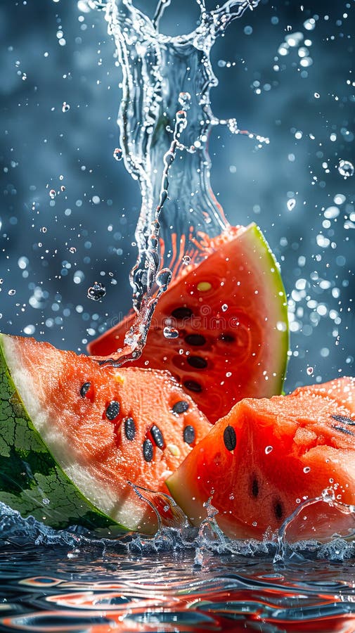 Watermelon Splashing in the Water Stock Image - Image of fruit, melon ...