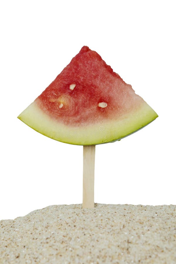 Watermelon with Stick on Sand Stock Photo - Image of healthy, accessory ...