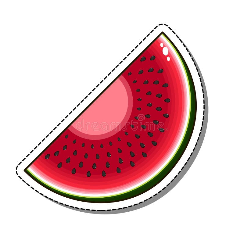 Watermelon Sticker. Watermelon Icon. Fruit Colorful Clip Art. Black and ...
