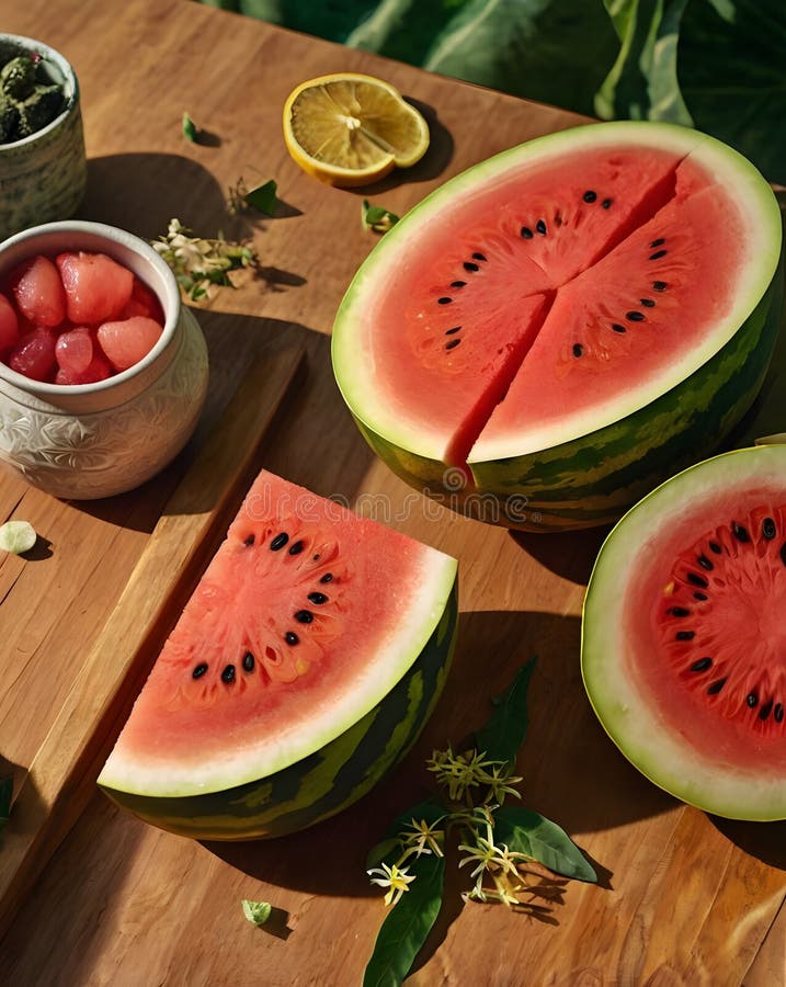 Watermelon Still-Life with Seeds Stock Illustration - Illustration of ...