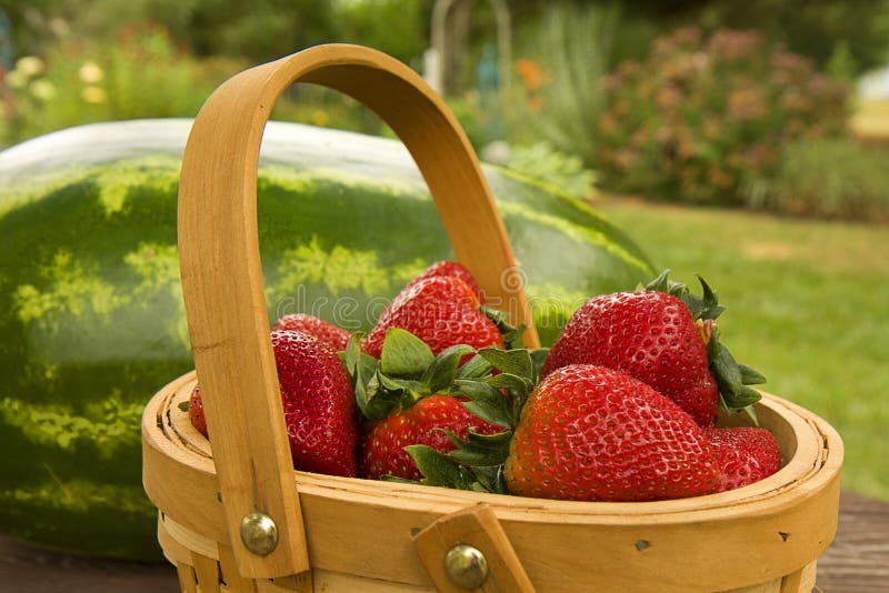 Watermelon and Strawberries Stock Photo - Image of ripe, summer: 14760596