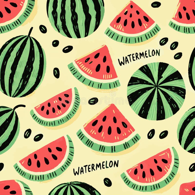 Watermelon Summer Background Print Design in Vector Stock Illustration ...