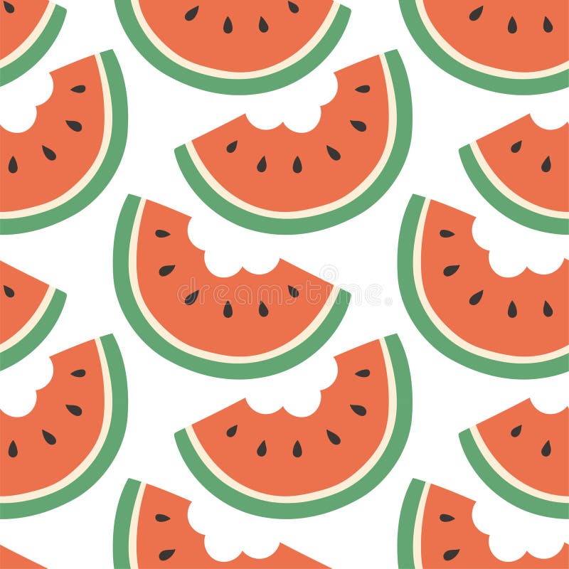 Watermelon Summer Pattern on White Background. Simple Seamless Pattern with Watermelon Slices ...