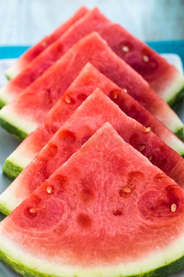 Watermelon Summer Snack on Plate Stock Photo - Image of piece, melon ...