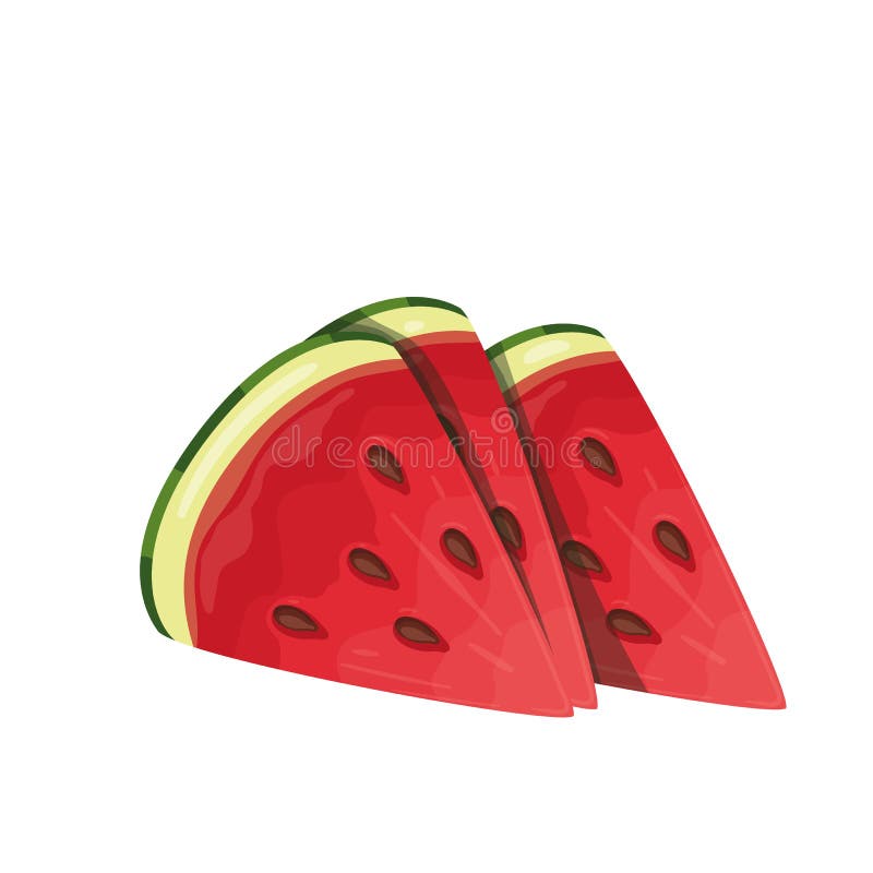 Watermelon, Three Sliced Pieces Stock Vector - Illustration of diet ...