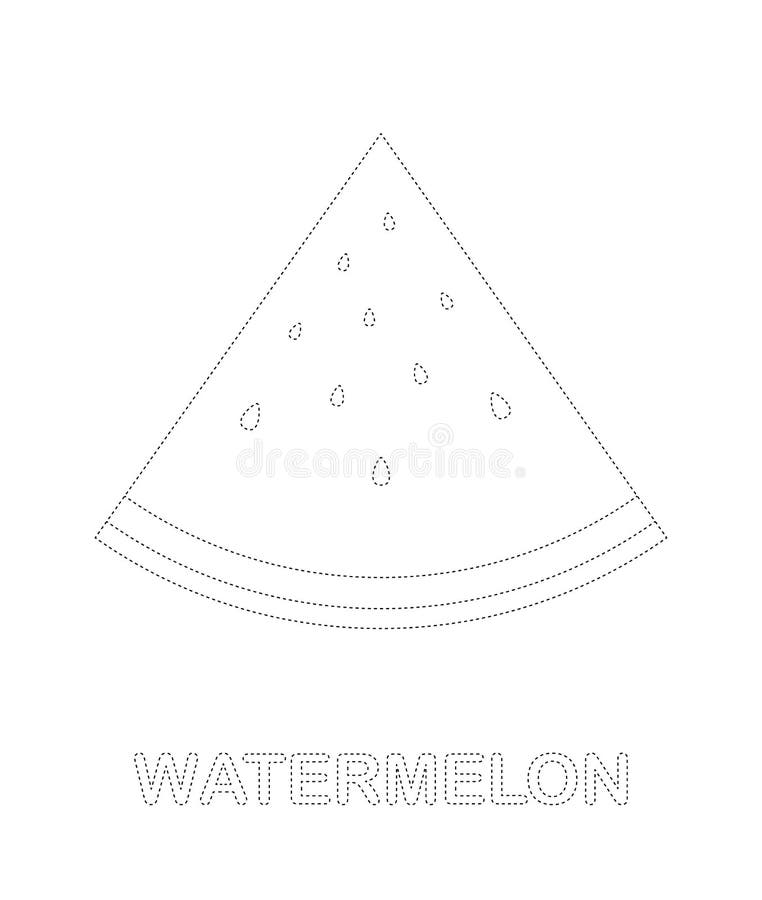 Watermelon Tracing Worksheet for Kids Stock Vector - Illustration of ...