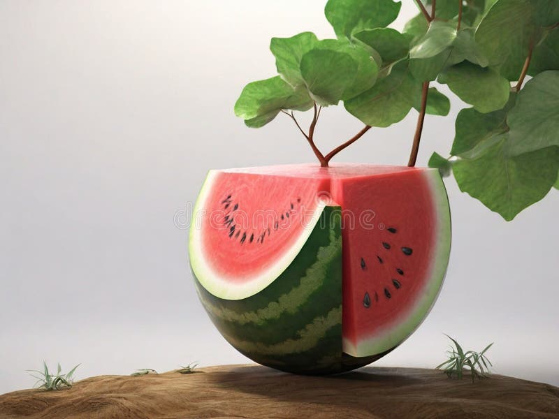 Watermelon with Tree Best Photo Stock Illustration - Illustration of ...