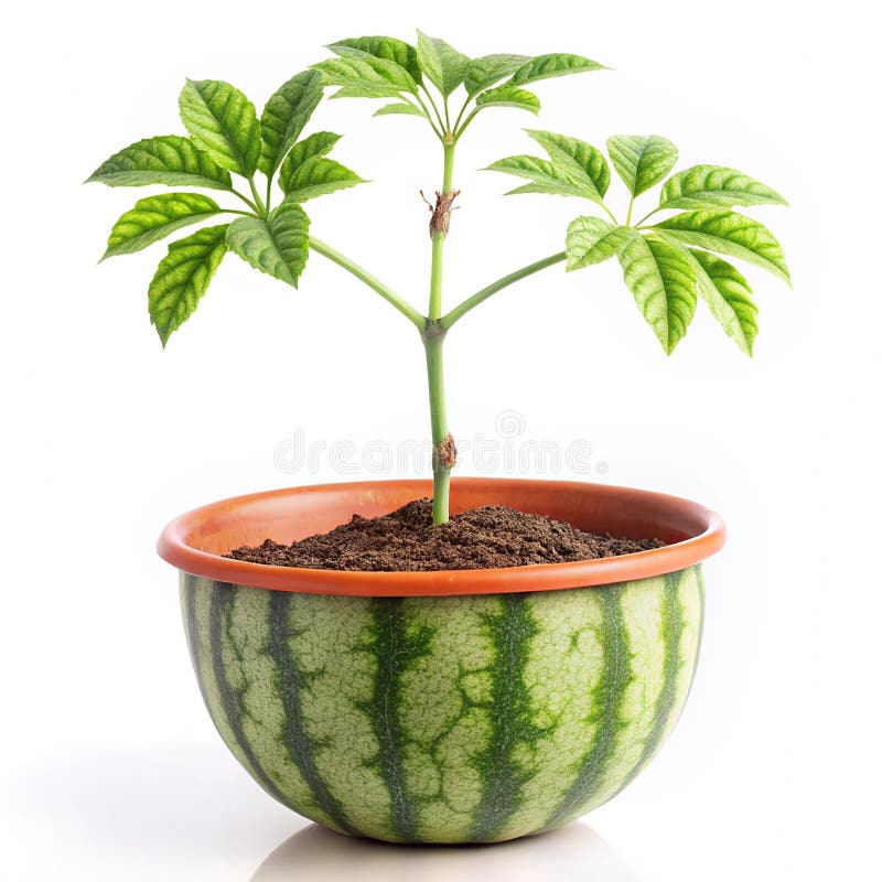 Watermelon Tree Sapling stock illustration. Illustration of greenery ...