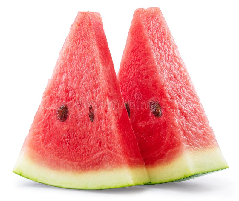 Watermelon Triangle Slices with Seeds Isolated on White Background ...