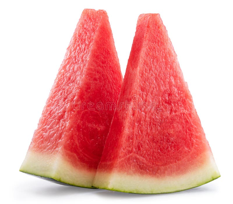 Watermelon Triangle Slices without Seeds Isolated on White Background ...