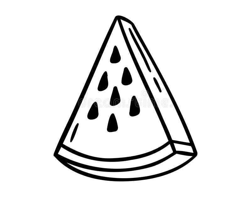 Watermelon Triangular Piece Doodle Hand Drawn Icon. Outline Drawing ...