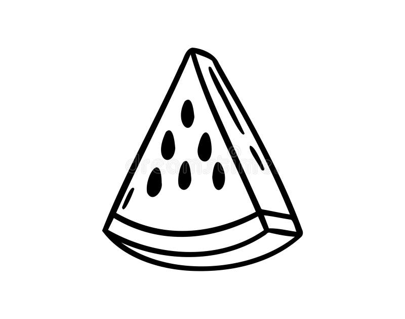 Watermelon Triangular Piece Doodle Hand Drawn Icon. Outline Drawing ...
